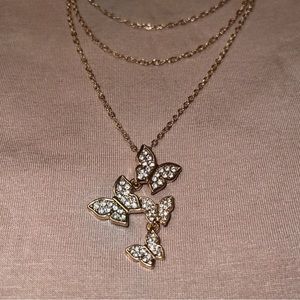 Jewelry | Gold Layered Chain Butterfly Necklace | Poshmark